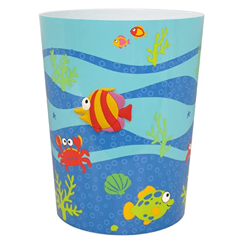 Allure Home Creation Fish Tails Plastic Wastebasket Compact Size 1.48 Gallons