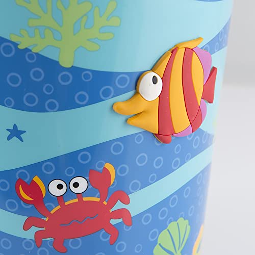 Allure Home Creation Fish Tails Plastic Wastebasket Compact Size 1.48 Gallons