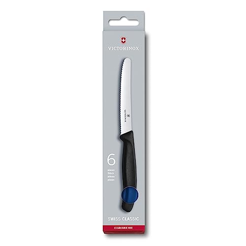 Victorinox Swiss Classic Tomato and Table Set, 6 Pieces Paring Knife, Set of 6, Blue