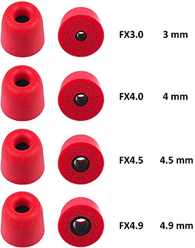 Xcessor FX3.0 (L) 4 Pairs of Memory Foam in Ear Earphone Large Size Earbuds. Replacement Ear Tips for All Popular in-Ear Headphones. Red