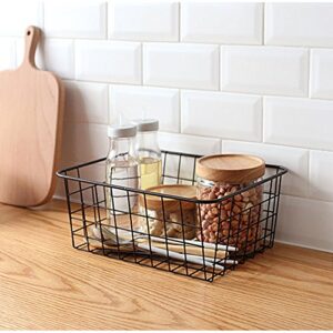 Sturdy Small Wire Storage Basket with Kitchen Food Pantry Papers Home Office Desk Shelf Bathroom Laundry Room Shelf Bedroom Bed Room