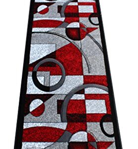 Masada Rugs, Sophia Collection Hand Carved Area Rug Modern Contemporary Red Grey White Black (2 Feet X 7 Feet 3 Inch) Runner