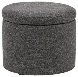 amazon brand – rivet madison modern round lift-top storage tray ottoman pouf, 19.7"w, caviar