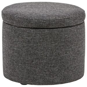 Amazon Brand – Rivet Madison Modern Round Lift-Top Storage Tray Ottoman Pouf, 19.7"W, Caviar