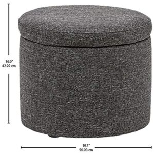 Amazon Brand – Rivet Madison Modern Round Lift-Top Storage Tray Ottoman Pouf, 19.7"W, Caviar