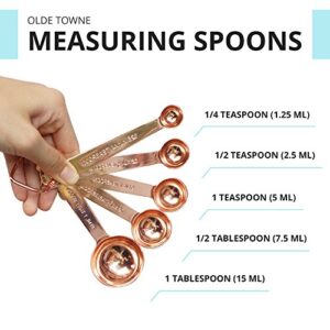 MEKBOK stainless steel measuring cup and spoon set (9-piece set) 4 cups and 5 spoons, copper-plated stainless steel, dry measuring cup, stainless steel and liquid metal measuring cup