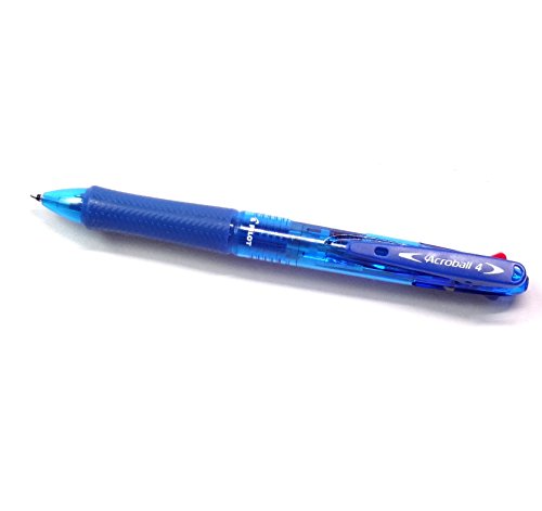 PILOT Acroball 4 Multi Color Ballpoint Pen, 0.7mm, Clear Blue Body + 4 Color Ink Refills (Black, Red, Blue & Green)