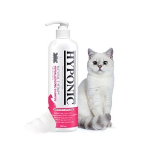 hyponic hypoallergenic premium shampoo for all cats (scented, 10.14 oz) - cat shampoo for dry skin, dandruff, allergy