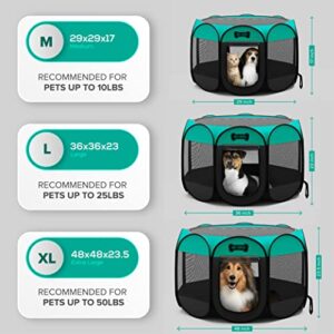 Ruff 'n Ruffus Portable Foldable Pet Playpen + Free Carrying Case + Free Travel Bowl | Available in 3 Sizes Indoor/Outdoor Water-Resistant Removable Shade Cover