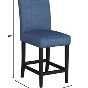 Biony Blue Fabric Counter Height Stools with Nailhead Trim, Set of 2