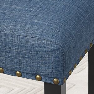 Biony Blue Fabric Counter Height Stools with Nailhead Trim, Set of 2