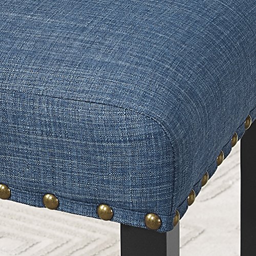 Biony Blue Fabric Counter Height Stools with Nailhead Trim, Set of 2