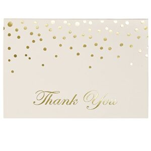 48 Gold Thank You Cards with Envelopes Gold Foil Metallic Dots Bulk Elegant Classy Sparkle Blank for Wedding Baby Shower Bridal Notes Graduation Engagement Birthday