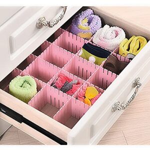 ZZ Lighting 8 Pcs Plastic DIY Grid Drawer Divider Finishing Shelves for Home Tidy Closet Makeup Socks Underwear Kitchenware Pink