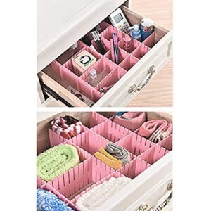 ZZ Lighting 8 Pcs Plastic DIY Grid Drawer Divider Finishing Shelves for Home Tidy Closet Makeup Socks Underwear Kitchenware Pink