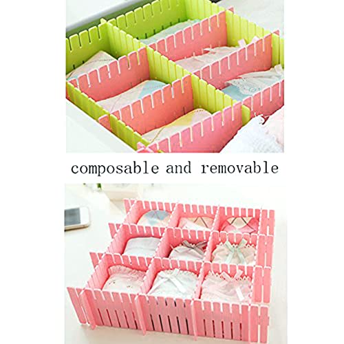 ZZ Lighting 8 Pcs Plastic DIY Grid Drawer Divider Finishing Shelves for Home Tidy Closet Makeup Socks Underwear Kitchenware Pink