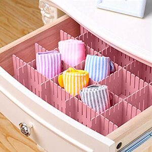 ZZ Lighting 8 Pcs Plastic DIY Grid Drawer Divider Finishing Shelves for Home Tidy Closet Makeup Socks Underwear Kitchenware Pink