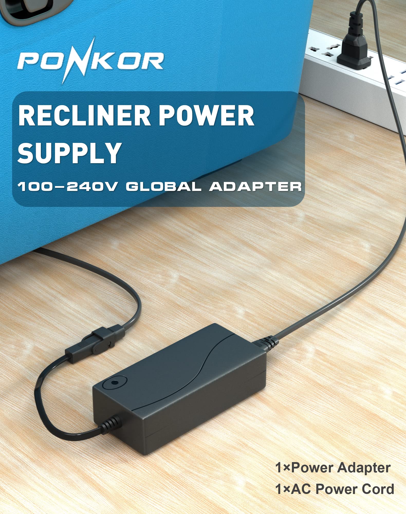 Power Recliner Power Supply, AC/DC Switching Power Supply Transformer 2-pin 29V/24V 2A Adapter with AC Power Cord for Lift Chair or Power Recliner Limoss OKIN