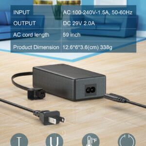 Power Recliner Power Supply, AC/DC Switching Power Supply Transformer 2-pin 29V/24V 2A Adapter with AC Power Cord for Lift Chair or Power Recliner Limoss OKIN