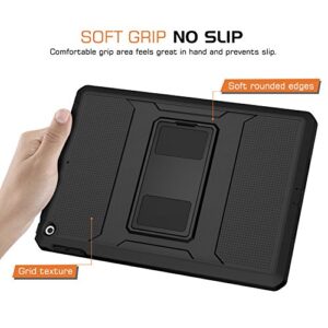 MoKo Case Fit 2018/2017 iPad 9.7 6th/5th Generation - [Heavy Duty] Shockproof Full Body Rugged Hybrid Cover with Built-in Screen Protector Compatible with Apple iPad 9.7 Inch 2018/2017, Black