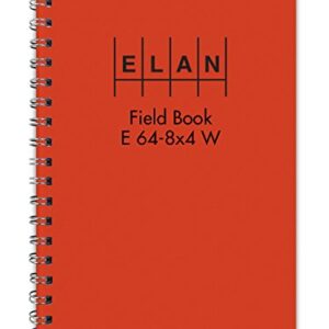 Elan Publishing Company - E64-8x4W Org E64-8x4W Wire-O Field Surveying Book 4 ⅞ x 7 ¼ Bright Orange Stiff Cover