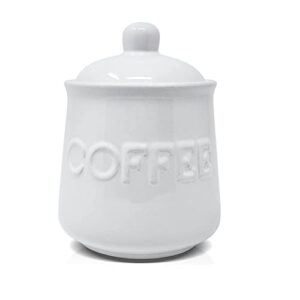 kovot ceramic coffee canister - embossed coffee jar with air-sealed lid - best coffee preserver - airscape coffee container - easy to wash, color: ivory white, measures: 6”h