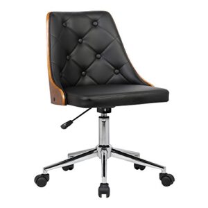 armen living diamond office chair in black faux leather and chrome finish