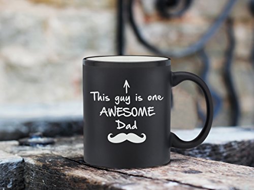 One Awesome Dad Funny Coffee Mug - Best Dad Gifts from Daughter, Son, Wife - Unique Gifts for Dad, Men - Cool Birthday Present Ideas for Husband, Father, Him - Novelty Dad Mug, Fun Cup (Matte Black)