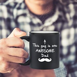 One Awesome Dad Funny Coffee Mug - Best Dad Gifts from Daughter, Son, Wife - Unique Gifts for Dad, Men - Cool Birthday Present Ideas for Husband, Father, Him - Novelty Dad Mug, Fun Cup (Matte Black)