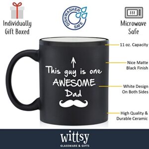 One Awesome Dad Funny Coffee Mug - Best Dad Gifts from Daughter, Son, Wife - Unique Gifts for Dad, Men - Cool Birthday Present Ideas for Husband, Father, Him - Novelty Dad Mug, Fun Cup (Matte Black)