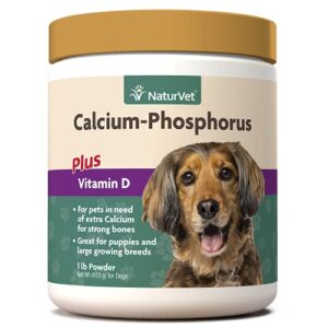 naturvet calcium-phosphorus for dogs, supports strong & healthy bones, enhanced with essential minerals & vitamin d, no color, 16 oz