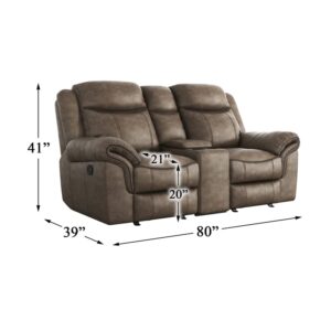 Homelegance 76" Double Glider Reclining Loveseat (Manual), Brown