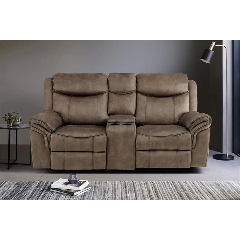 Homelegance 76" Double Glider Reclining Loveseat (Manual), Brown