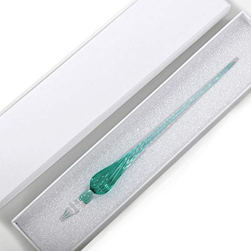 molshine Handmade Glass Dip Pen Crystal Calligraphy Pen Signature Dipped Pen for Artist Women Men Teens,Writing Drawing Decoration Gifts (Ice green)