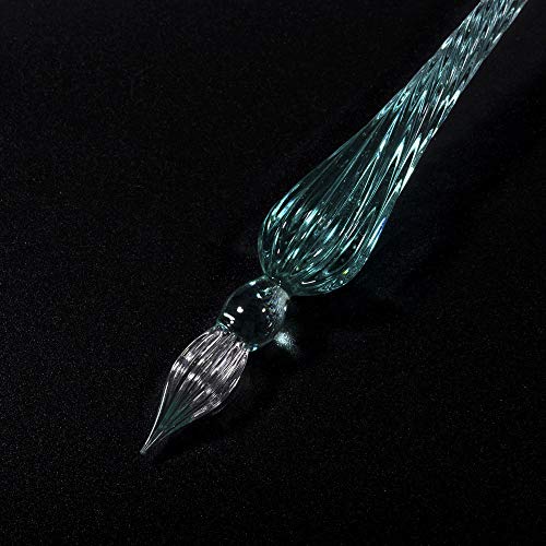 molshine Handmade Glass Dip Pen Crystal Calligraphy Pen Signature Dipped Pen for Artist Women Men Teens,Writing Drawing Decoration Gifts (Ice green)