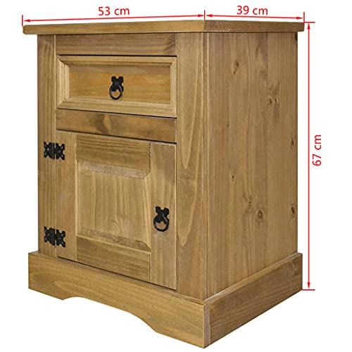 vidaXL Nightstand, Bedside Table for Bedroom, Nightstand with Drawer Bedroom Furniture, Bedside Storage Cabinet, Farmhouse, Mexican Pine Corona Range