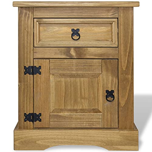 vidaXL Nightstand, Bedside Table for Bedroom, Nightstand with Drawer Bedroom Furniture, Bedside Storage Cabinet, Farmhouse, Mexican Pine Corona Range