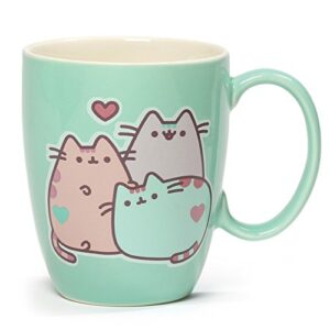 enesco 4060150 pusheen the cat pastel stoneware mug, 12 oz., green