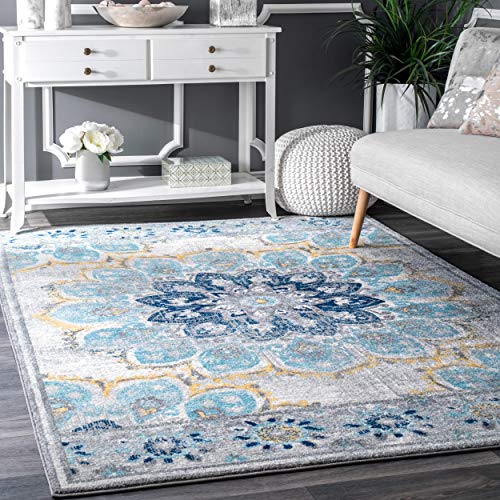 nuLOOM Kiyoko Vintage Floral Area Rug, 5 ft x 7 ft 5 in, Blue