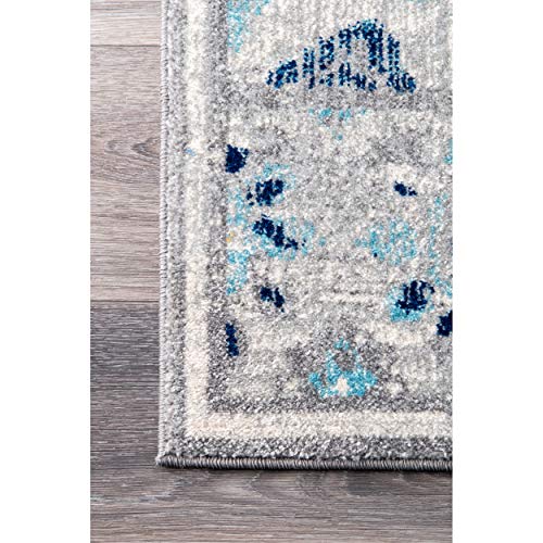 nuLOOM Kiyoko Vintage Floral Area Rug, 5 ft x 7 ft 5 in, Blue