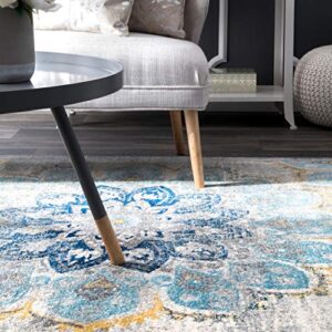 nuLOOM Kiyoko Vintage Floral Area Rug, 5 ft x 7 ft 5 in, Blue