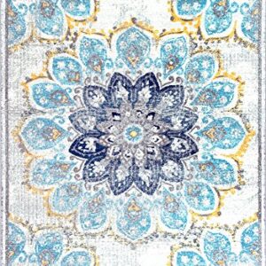 nuLOOM Kiyoko Vintage Floral Area Rug, 5 ft x 7 ft 5 in, Blue