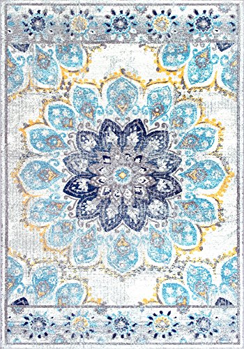 nuLOOM Kiyoko Vintage Floral Area Rug, 5 ft x 7 ft 5 in, Blue