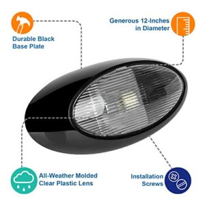 Lumitronics RV 12" LED Oval Outdoor Exterior Scare/Porch Light - Clear Lens (Black)