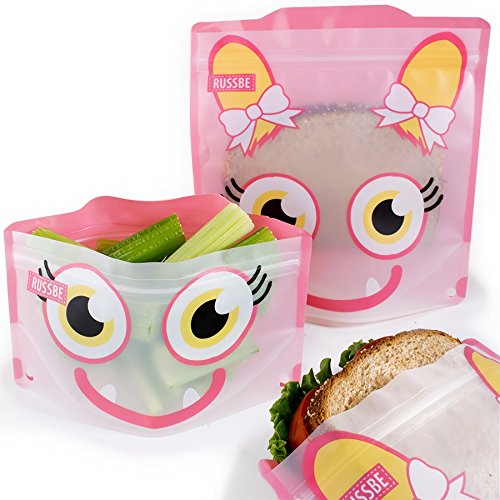 Russbe Monster Reusable Snack & Sandwich Bags (Set of 4), Pink