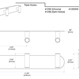 Gatco 1296 Latitude II All Modern Décor Hook, Triple, Satin Nickel