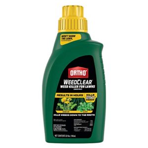 ortho weedclear weed killer for lawns concentrate: treats up to 16,000 sq. ft., won't harm grass (when used as directed), kills dandelion & clover, 32 oz.