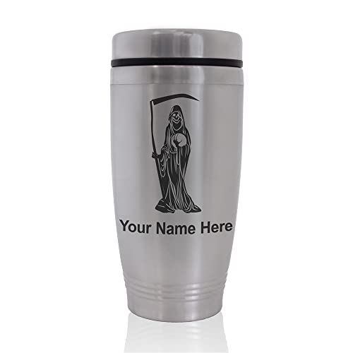 Commuter Travel Mug, Santa Muerte, Personalized Engraving Included