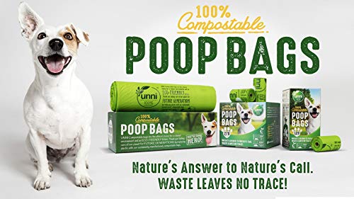 UNNI 100% Compostable Dog Poop Bags, Extra Thick Pet Waste Bags, 270 Count, 18 Refill Rolls, 9x13 Inches, Earth Friendly Highest ASTM D6400, Europe OK Compost Home and Seedling Certified,San Francisco