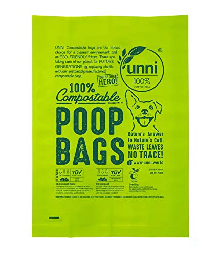 UNNI 100% Compostable Dog Poop Bags, Extra Thick Pet Waste Bags, 270 Count, 18 Refill Rolls, 9x13 Inches, Earth Friendly Highest ASTM D6400, Europe OK Compost Home and Seedling Certified,San Francisco